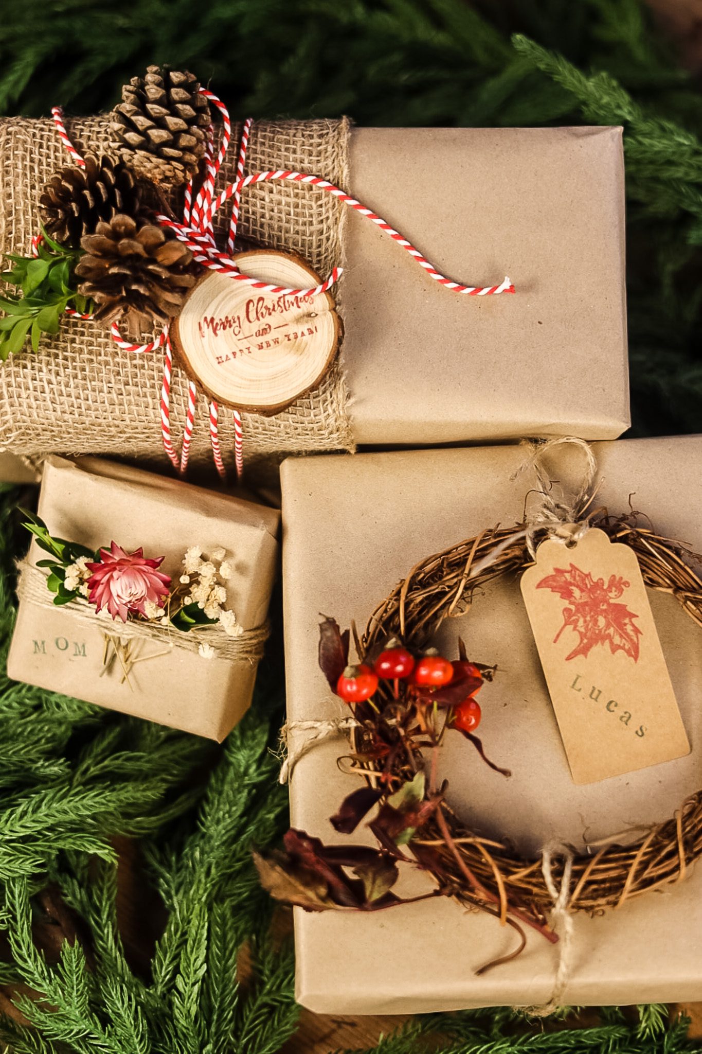 DIY Natural Holiday Gift Wrap Ideas - Cottage On Bunker Hill