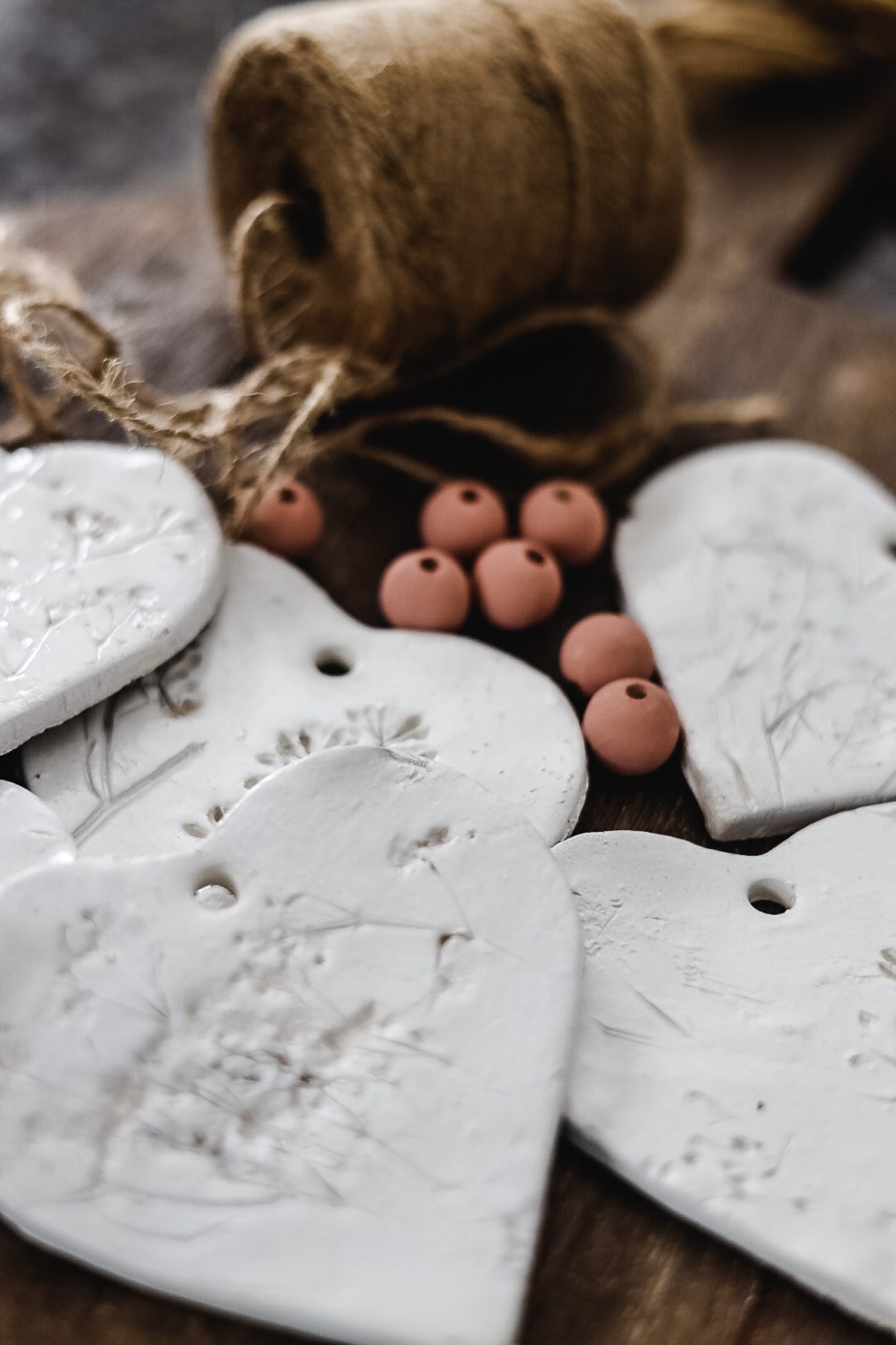 Botanical Imprint Clay Heart Ornaments - Cottage On Bunker Hill