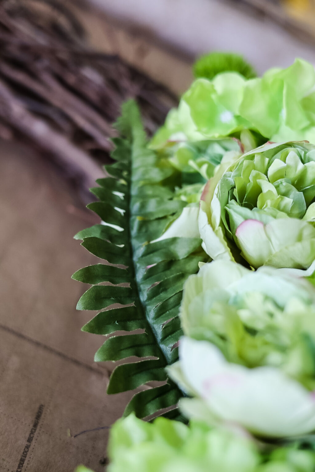 Easy DIY Floral Wreath Tutorial with Green Artificial Flowers - Cottage ...
