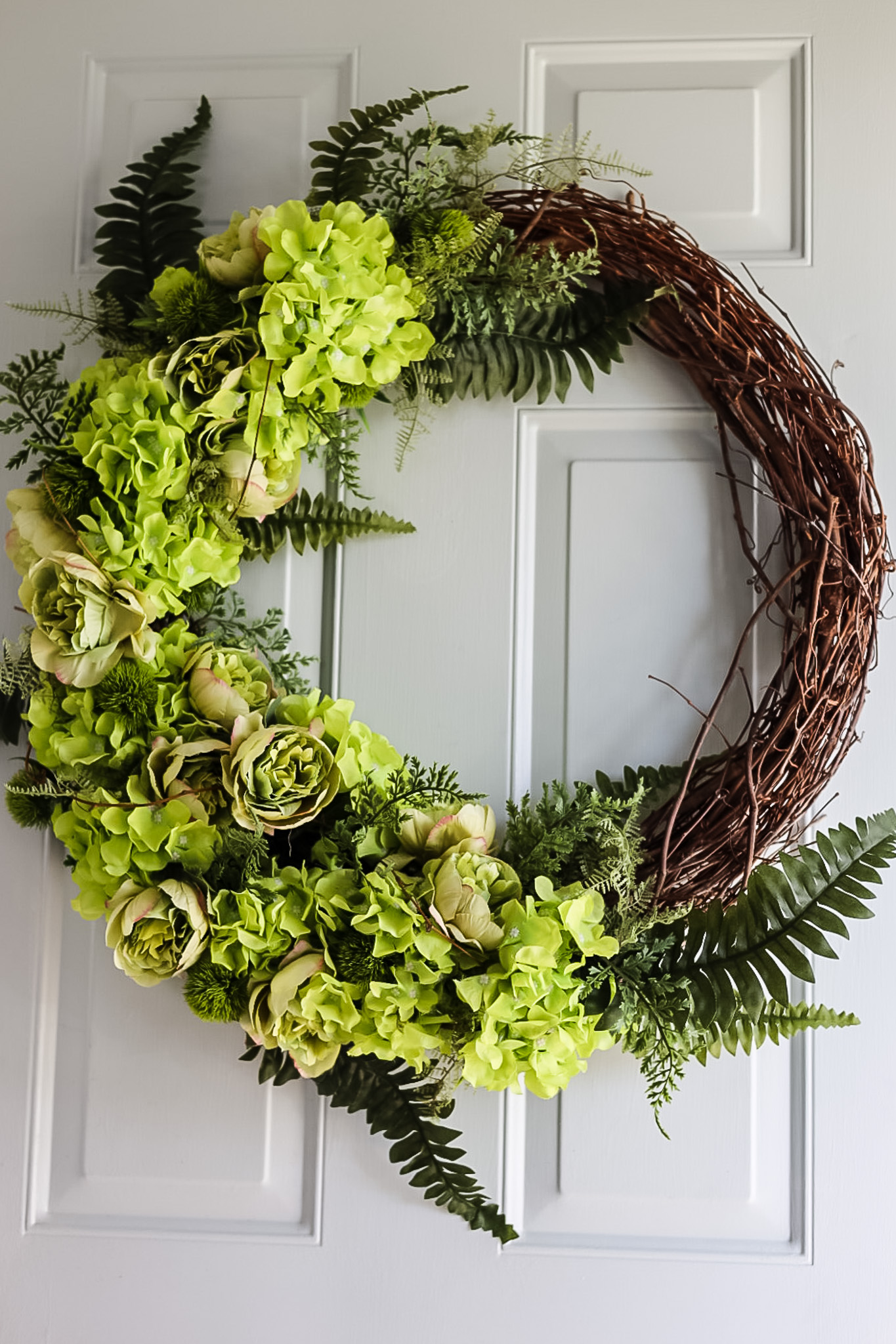 Easy DIY Floral Wreath Tutorial with Green Artificial Flowers - Cottage ...