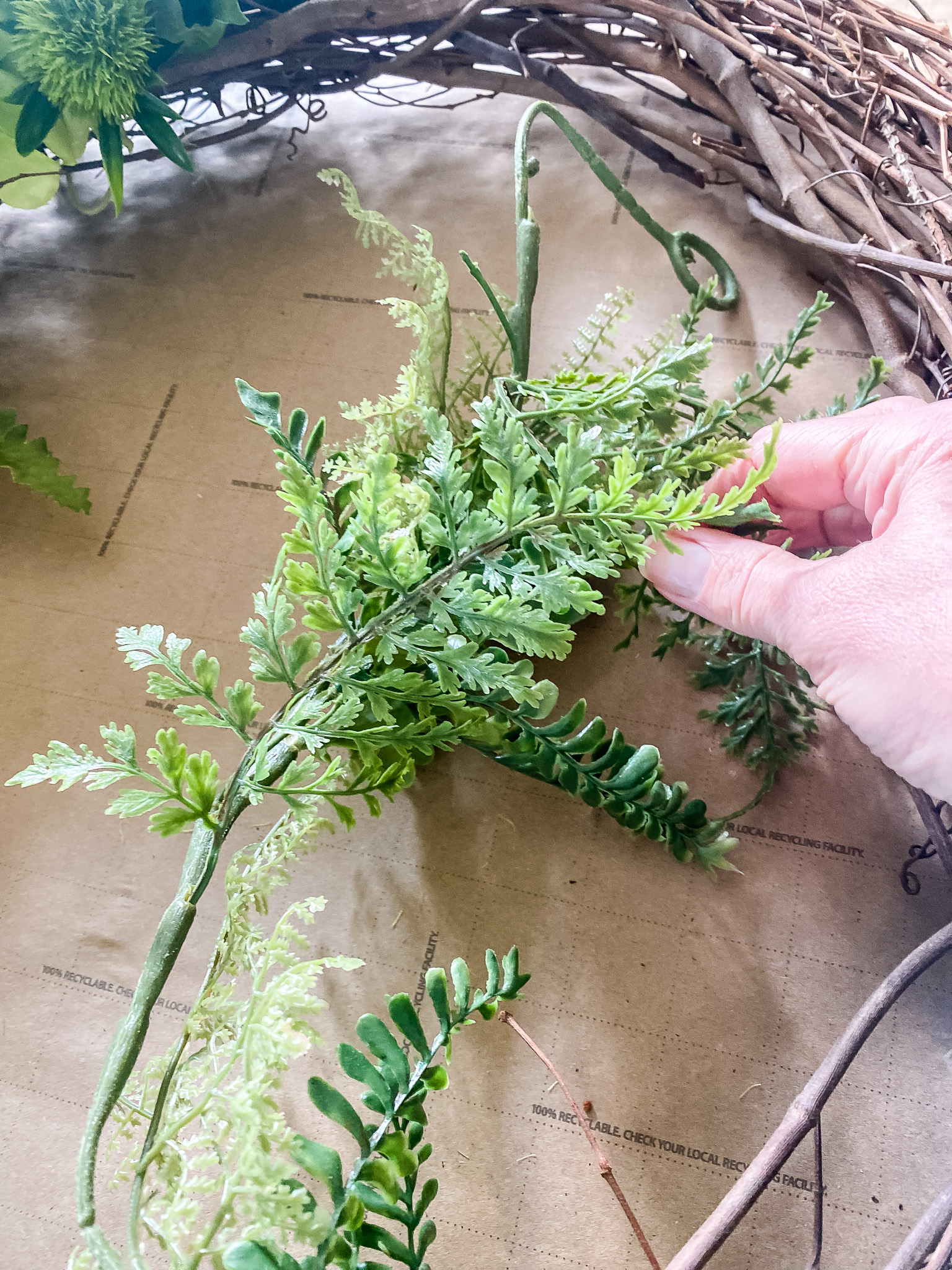 Easy DIY Floral Wreath Tutorial with Green Artificial Flowers - Cottage ...