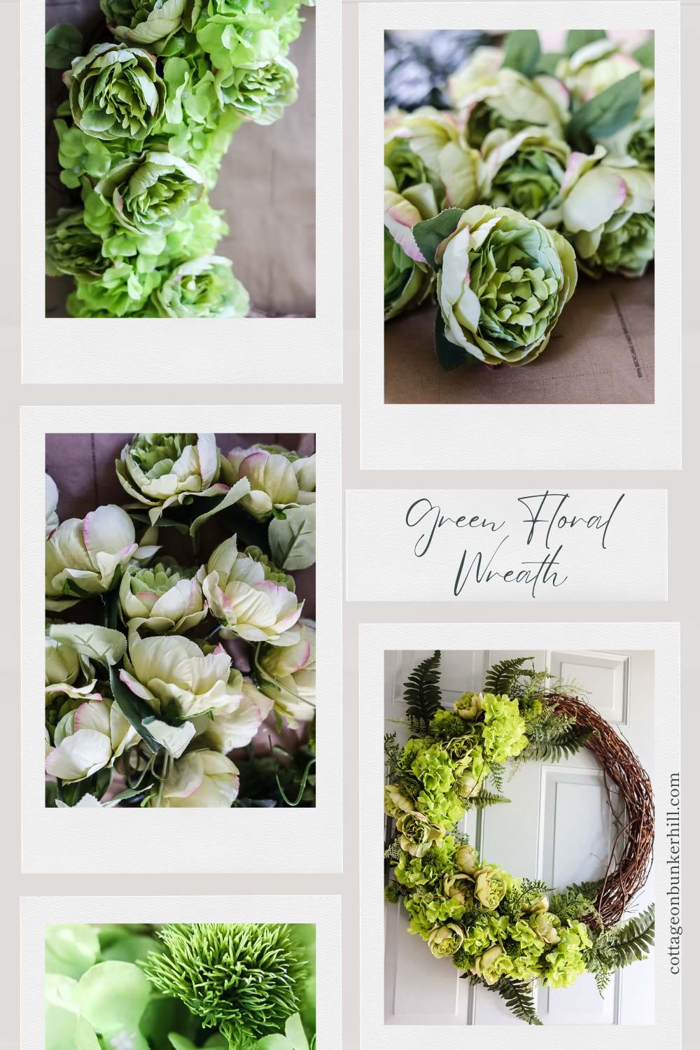 Easy DIY Floral Wreath Tutorial with Green Artificial Flowers - Cottage ...