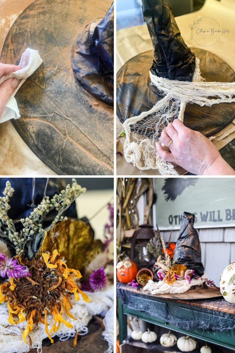 Enchanting Floral Witch Hat DIY for Halloween - Cottage On Bunker Hill