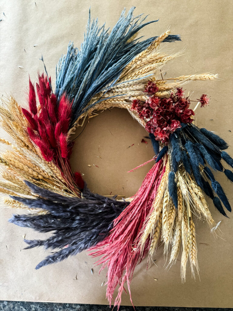 Red, White (and a Touch of Wheat) Wreath: A Patriotic DIY - Cottage On ...