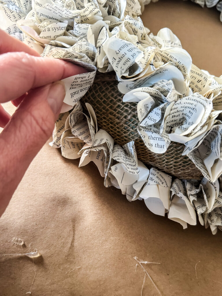 Upcycled Elegance: A Book Page Hydrangea Wreath - Cottage On Bunker Hill