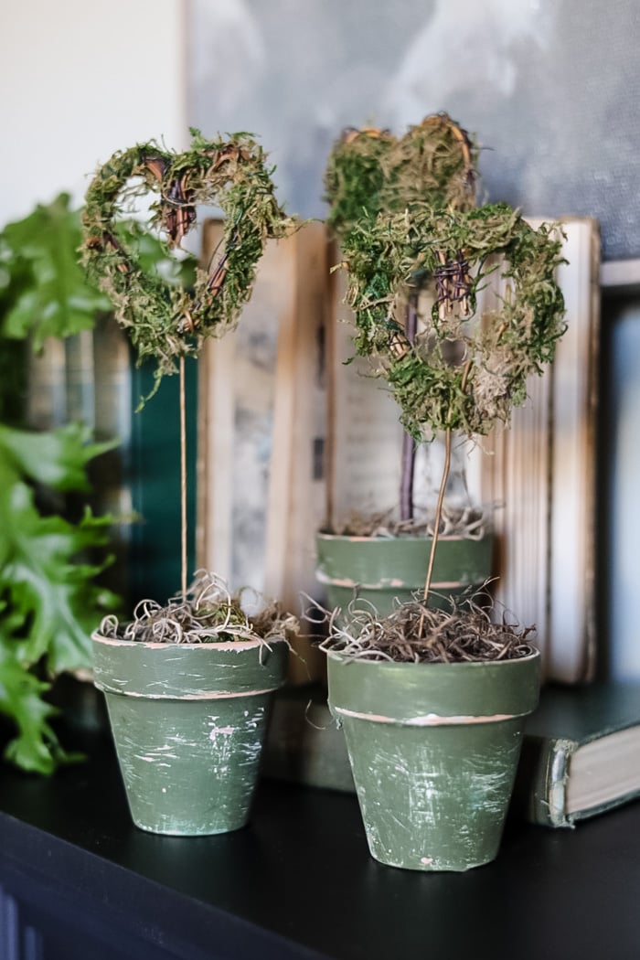 Mossy Heart Mini Topiaries: A Sweet DIY Project - Cottage On Bunker Hill